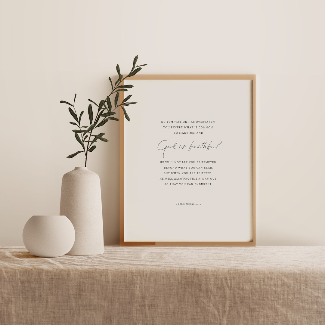 1 Corinthians 10:13 Wall Print, Printable Bible Verse, Scripture, God ...