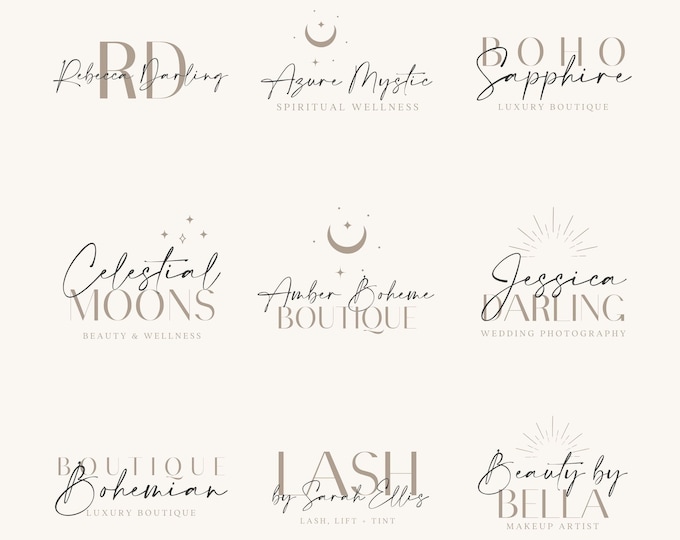 9 X BOHO Editable Logo Designs, Apothecary Custom Logo Design, DIY Logo ...