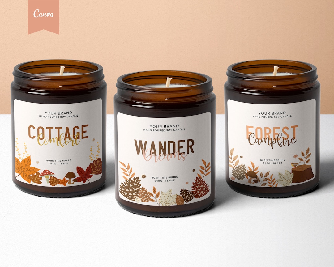 SEASONAL Editable Candle Label, Fall Candle Label Design, Candle ...