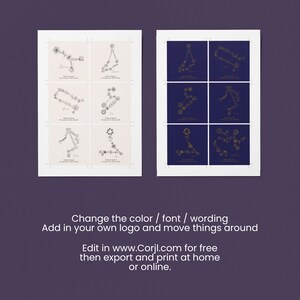 12 X HOROSCOPE Editable Zodiac Candle Label, FLORAL Label, Zodiac ...