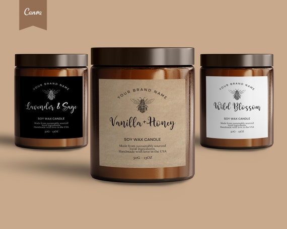 VINTAGE Boho Editable Candle Label APOTHECARY Candle Label - Etsy