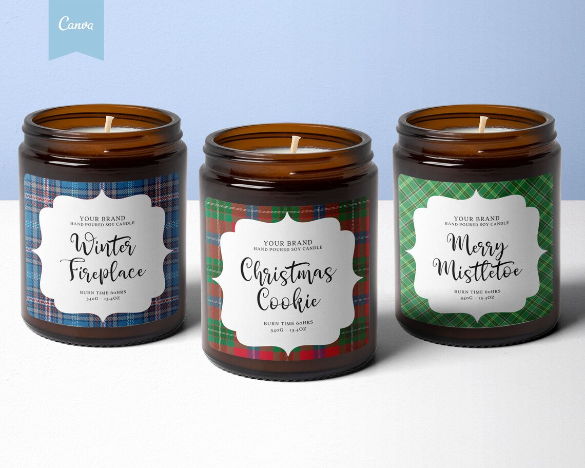 SEASONAL Editable Candle Label CHRISTMAS Candle Label Design - Etsy