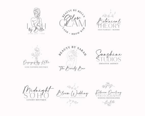 9 X BOHO Editable Logo Designs Floral Custom Logo Design DIY | Etsy