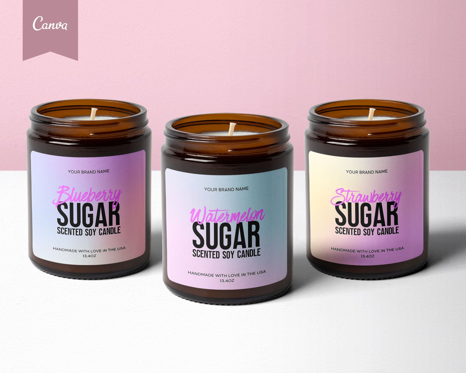 GRADIENT Editable Candle Label RETRO Candle Label Design | Etsy