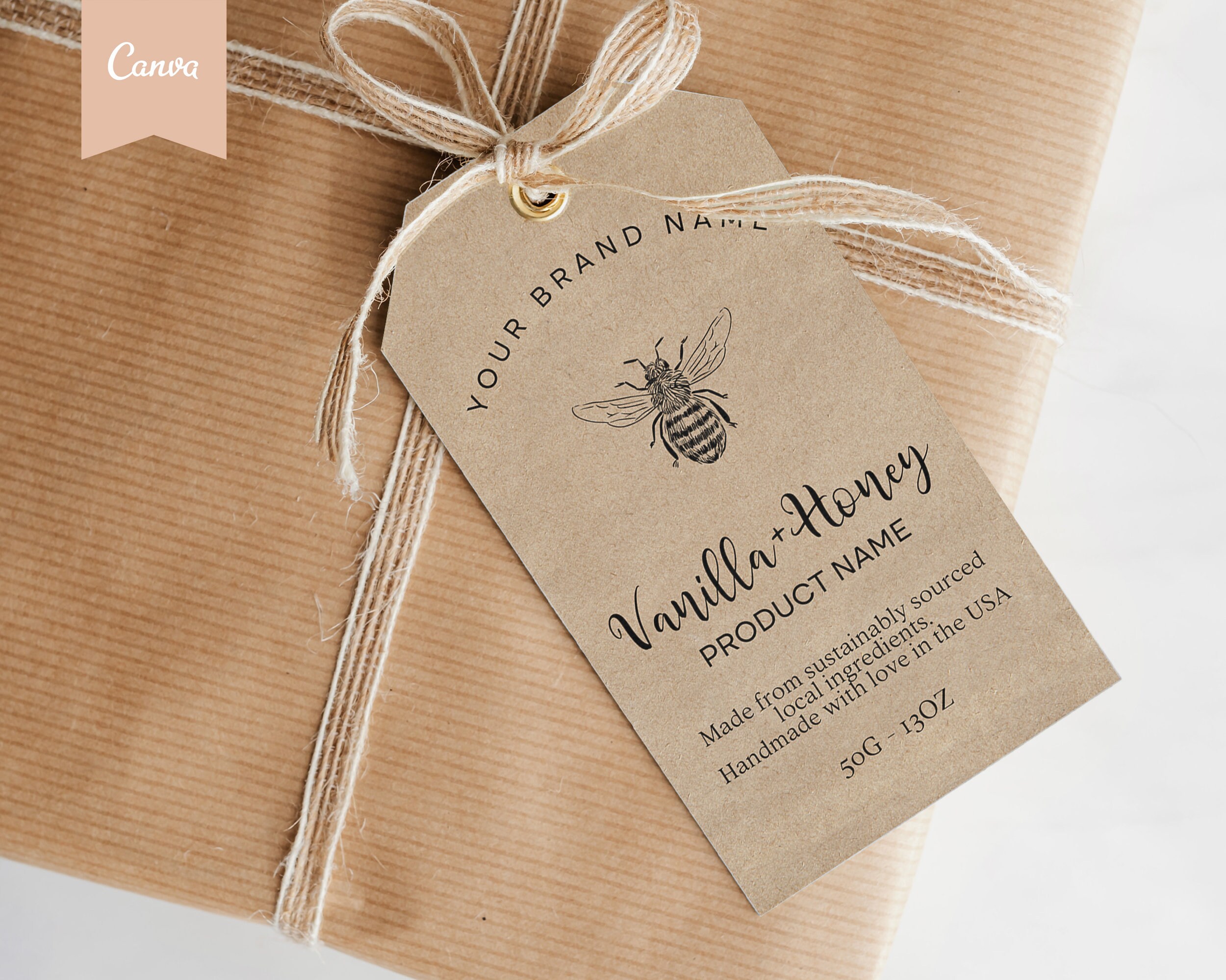 Editable ORGANIC Gift Tag Template PRINTABLE Thankyou Tag | Etsy