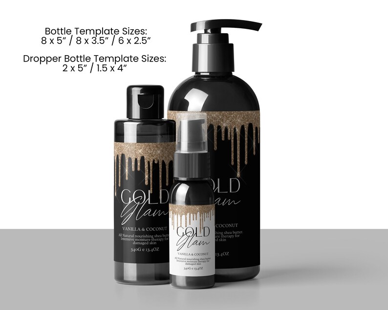 GOLD Glitter Editable Body Product Labels DIY Cosmetic - Etsy