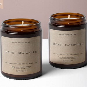 VINTAGE Boho Editable Candle Label, APOTHECARY Candle Kraft Label ...