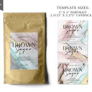 MARBLE Editable Pouch Label Template, Glitter Custom Product Label ...