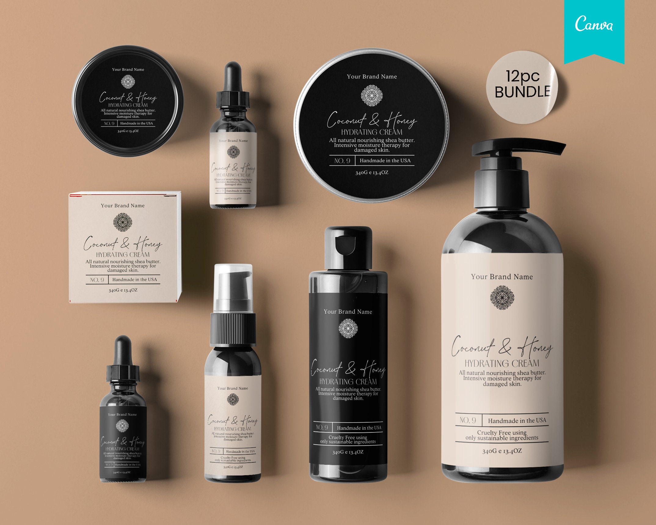 NATURAL Skincare Product Labels Editable Cosmetic Labels - Etsy