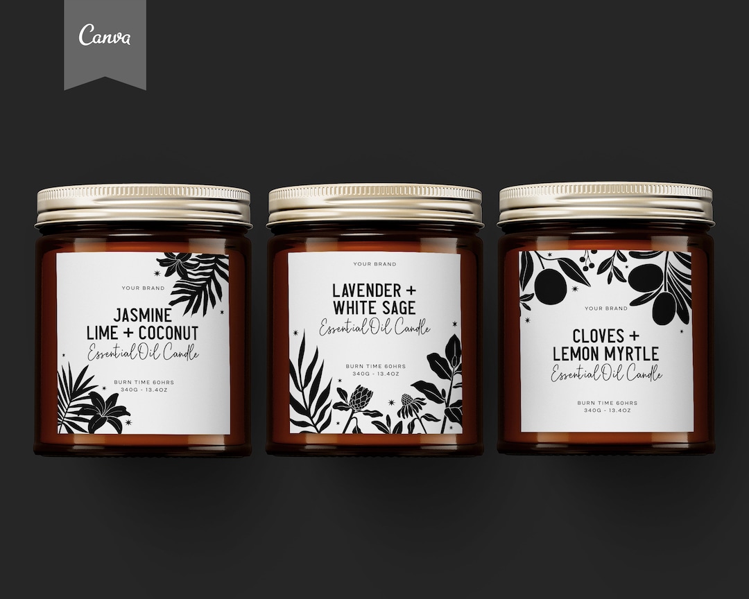 BOHO Editable Candle Label, FLORAL Candle Label Design, Candle Sticker ...