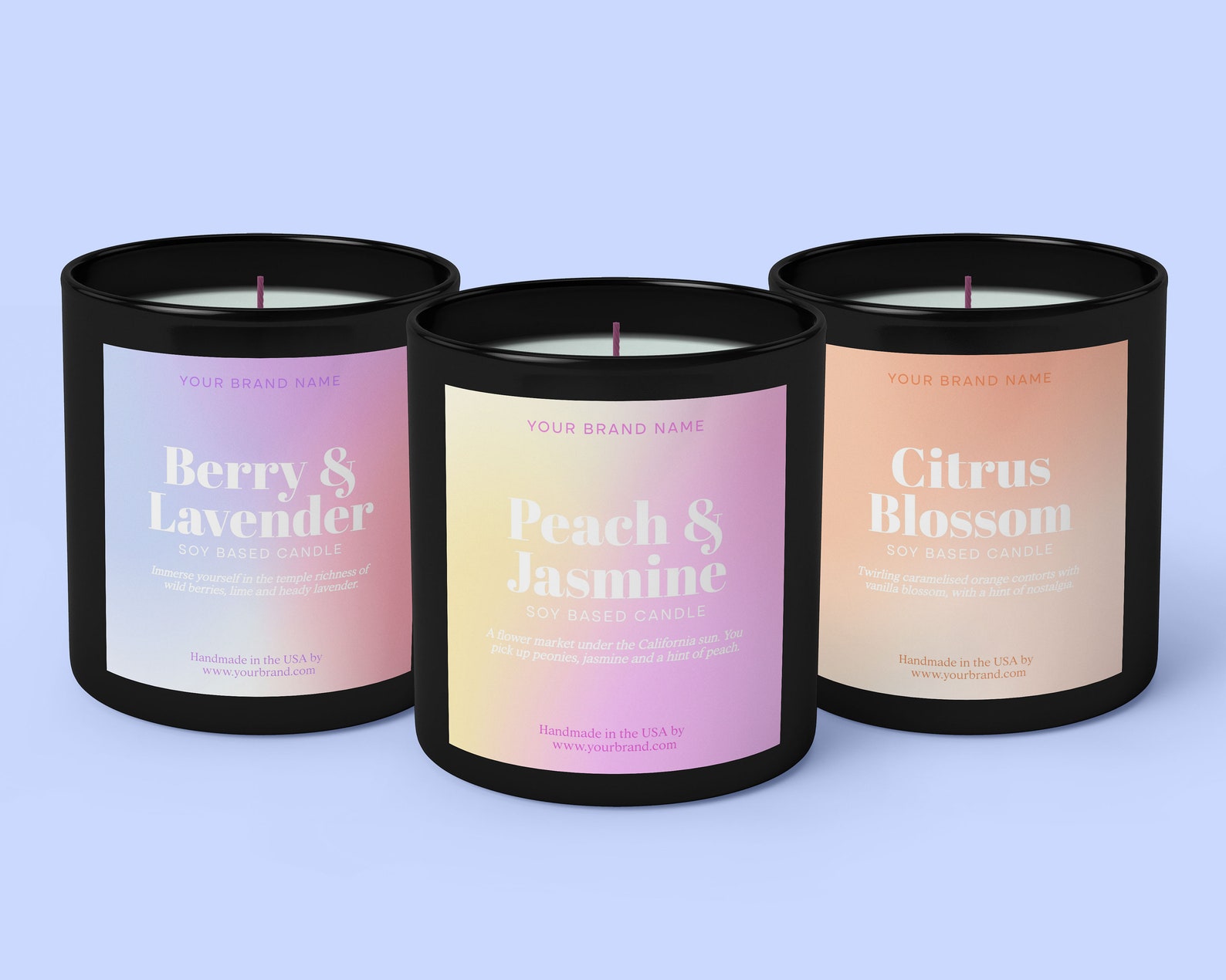 GRADIENT Editable Candle Label Candle Label Design Candle - Etsy