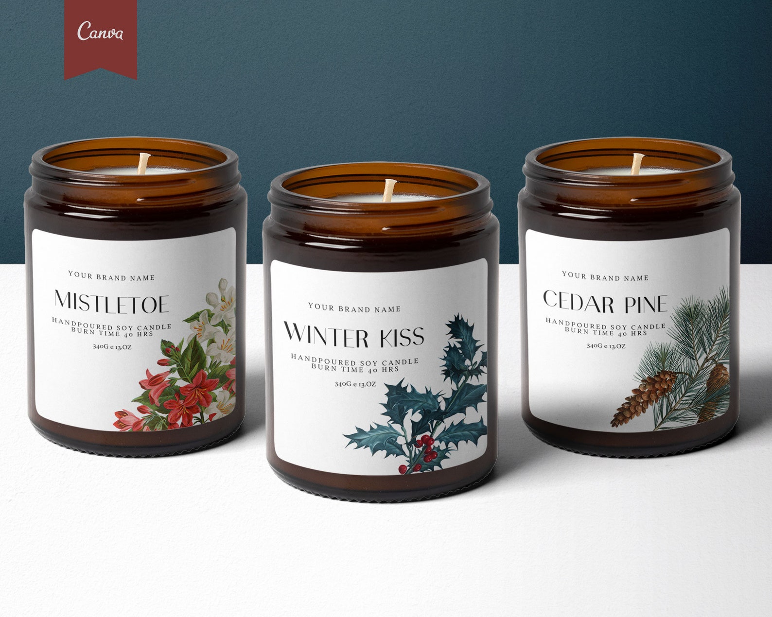 SEASONAL Editable Candle Label Mistletoe Candle Label Design - Etsy