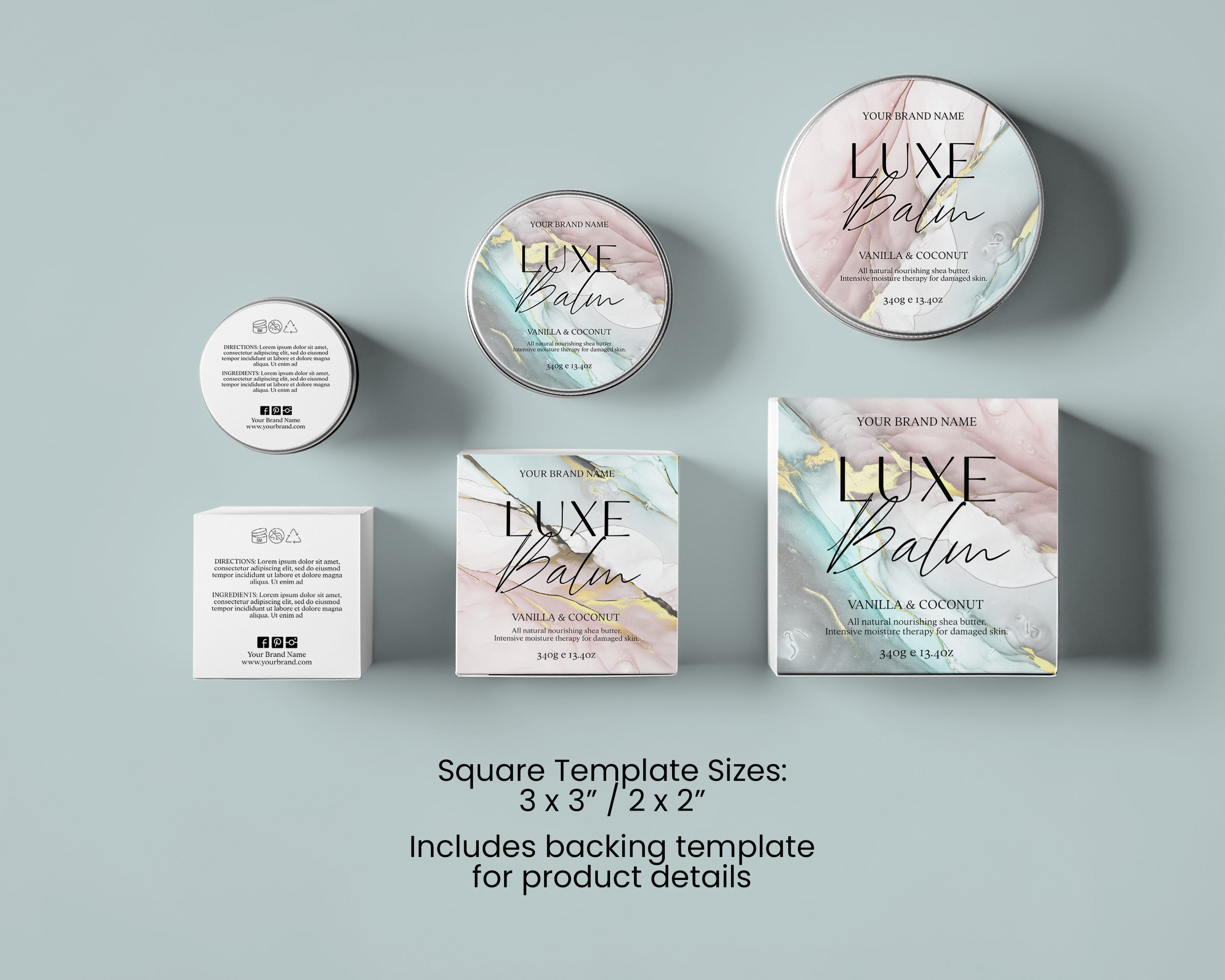 Editable Body Product Labels, MARBLE DIY Cosmetic Labels, Glitter ...