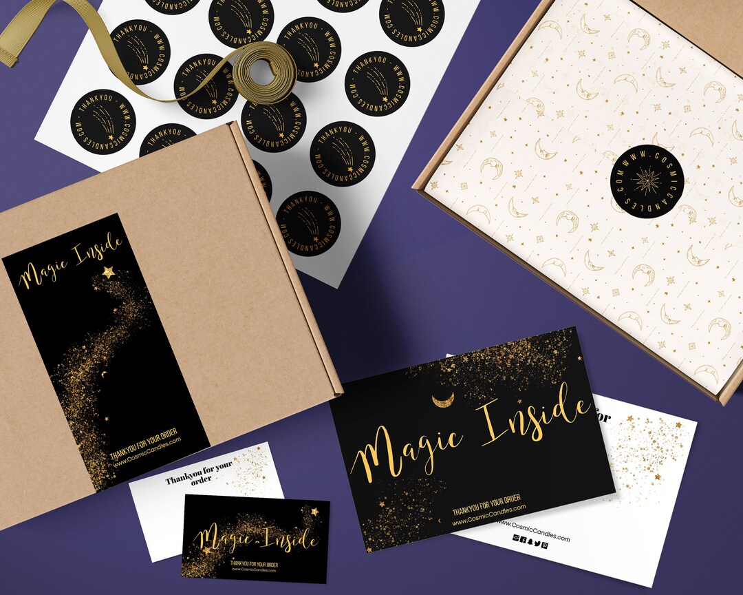 GOLD GLITTER Custom Packaging Templates, MAGIC Editable Branded ...
