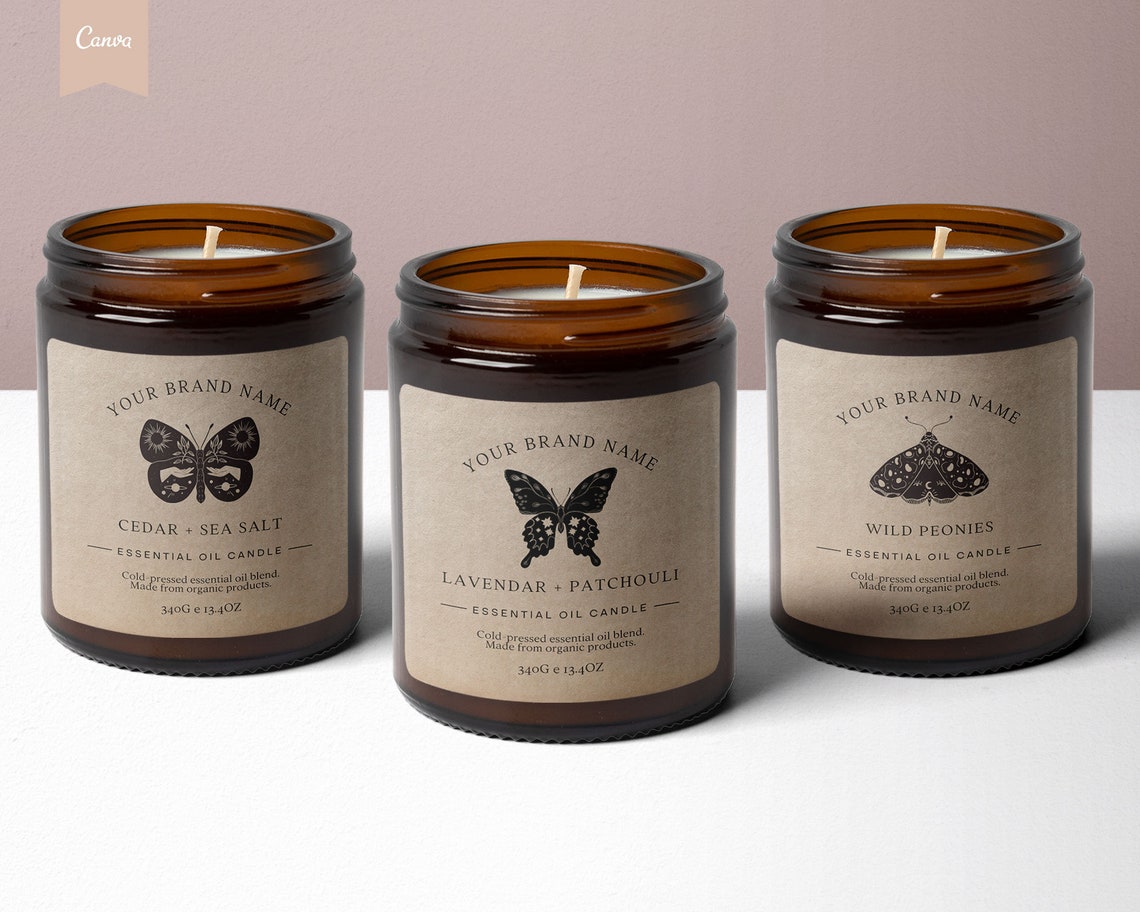 VINTAGE Boho Editable Candle Label APOTHECARY Candle Label - Etsy