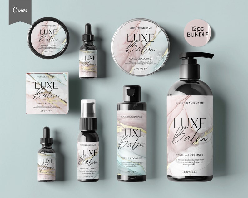 Editable Body Product Labels MARBLE DIY Cosmetic Labels - Etsy