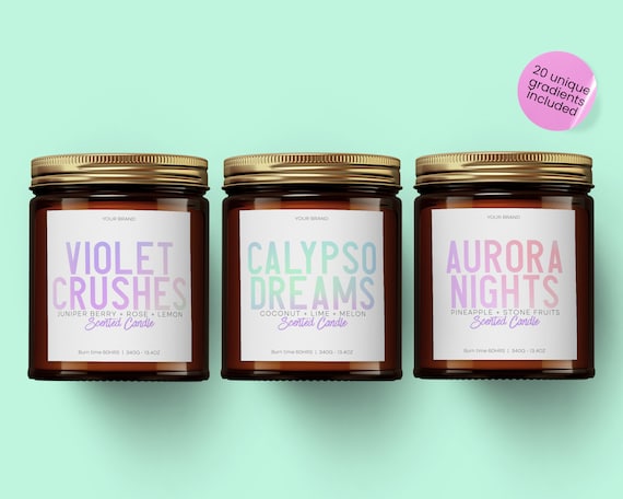 GRADIENT Editable Candle Label Candle Label Design Candle - Etsy