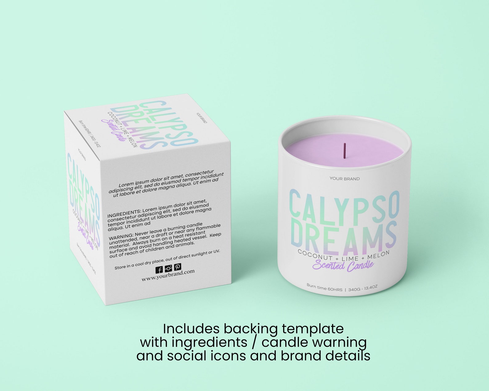 GRADIENT Editable Candle Label, Candle Label Design, Candle Sticker ...