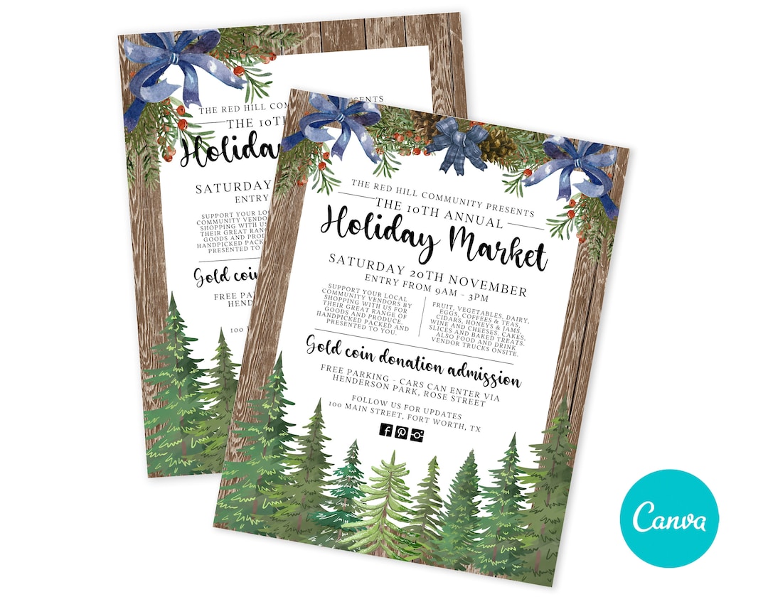 CHRISTMAS Editable Flyer Brochure, DIY Market Fair Flyer, Template ...