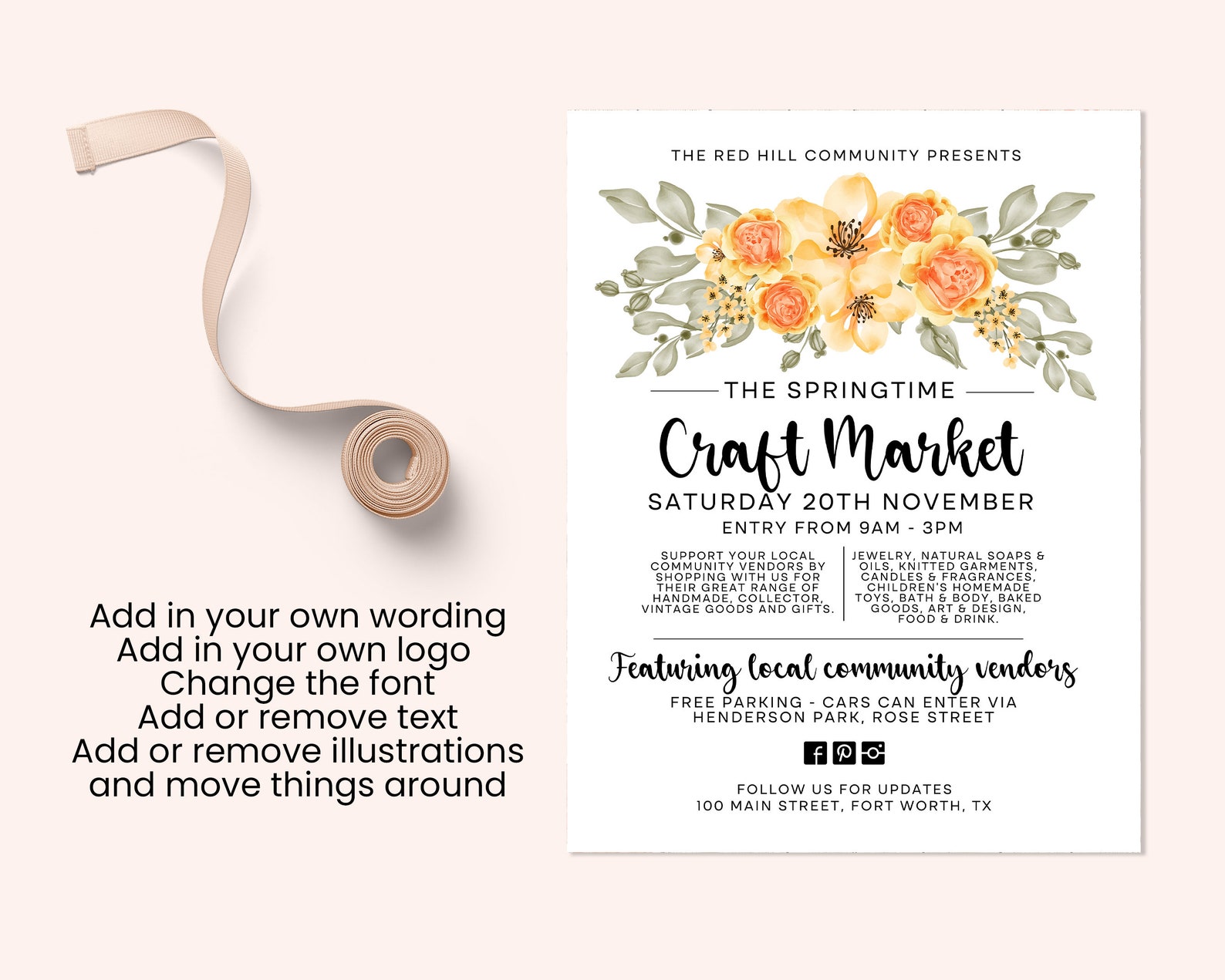 Editable Flyer Brochure DIY Market Fair Flyer DIY Template - Etsy