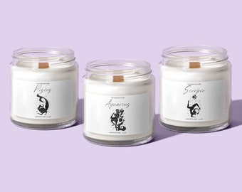 12 X STAR SIGN Editable Candle Label, Zodiac Labels, Zodiac Sign Candle ...