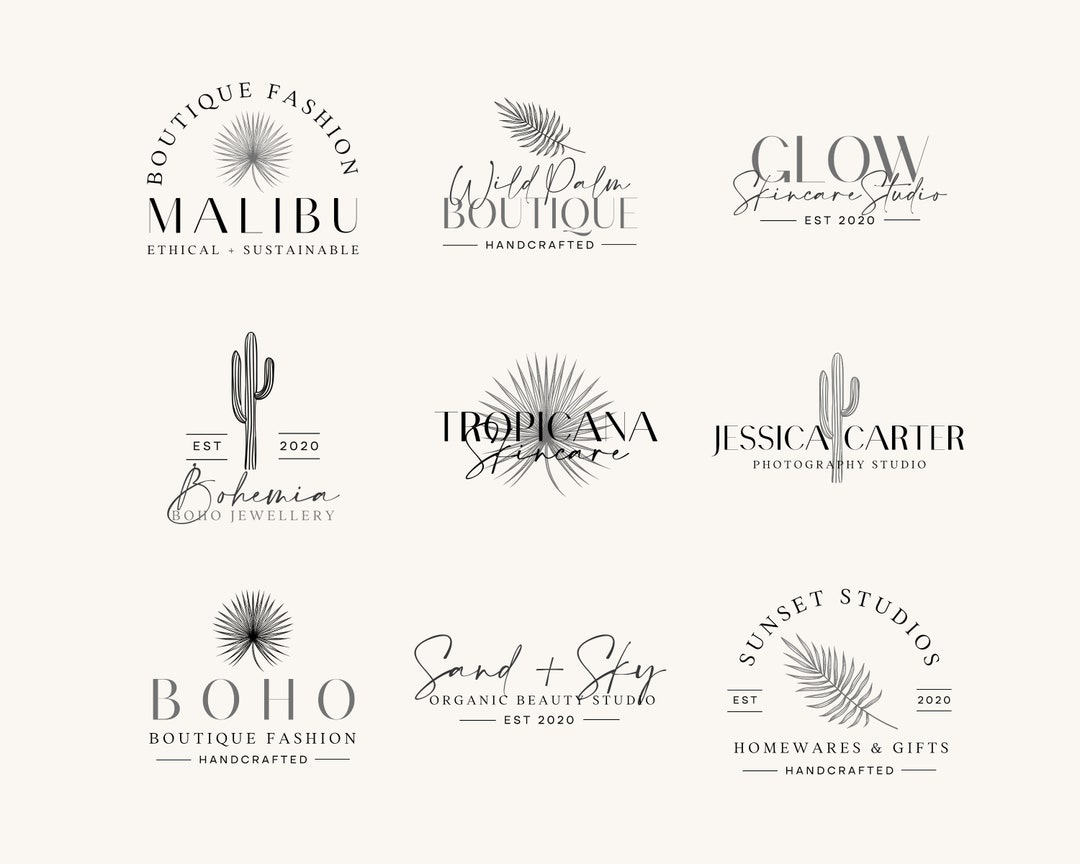 9 X BOHO Editable Logo Designs, Bohemian Custom Logo Design, DIY Logo ...