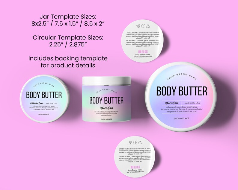 GRADIENT Editable Cosmetic Labels Editable Body Product - Etsy
