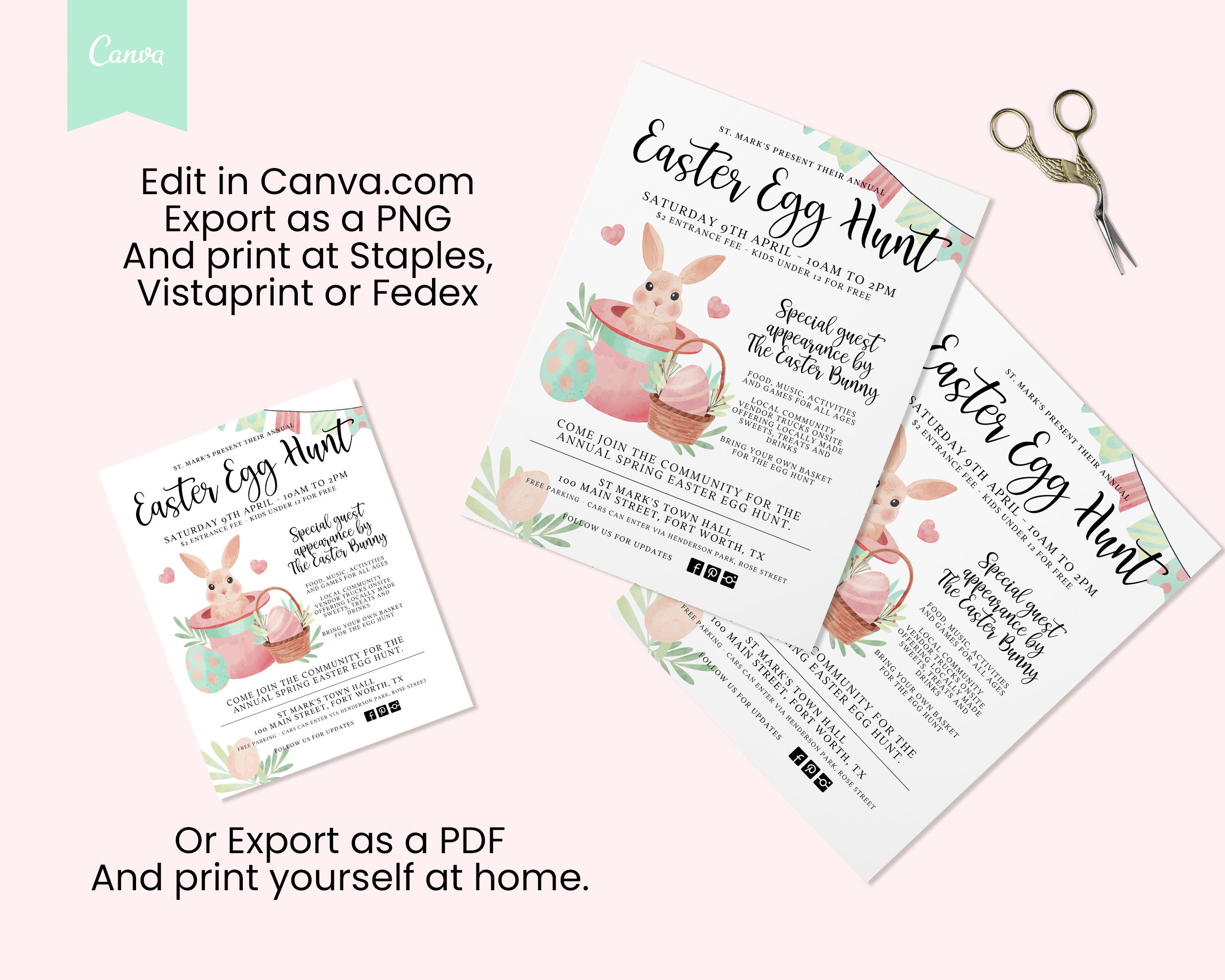 Editable EASTER Egg Hunt Flyer DIY Flyer Template Custom | Etsy