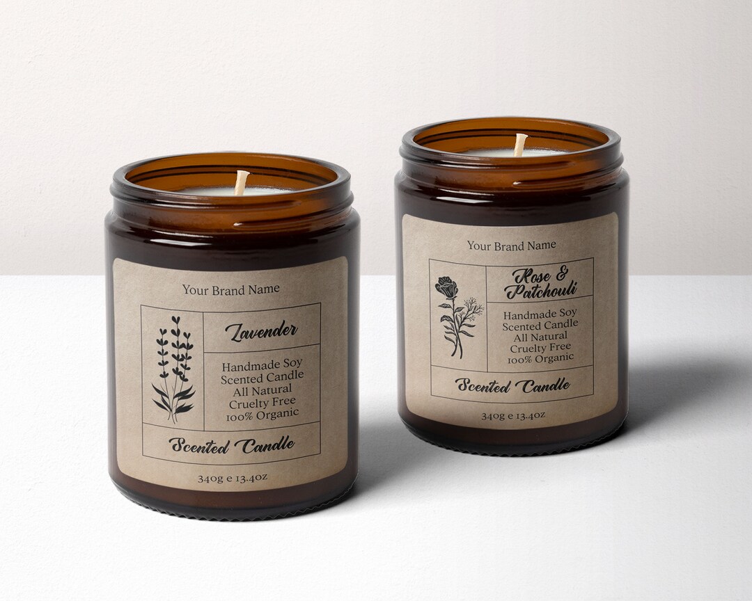 Vintage Editable Candle Label, Apothecary Candle Label Design, Editable ...