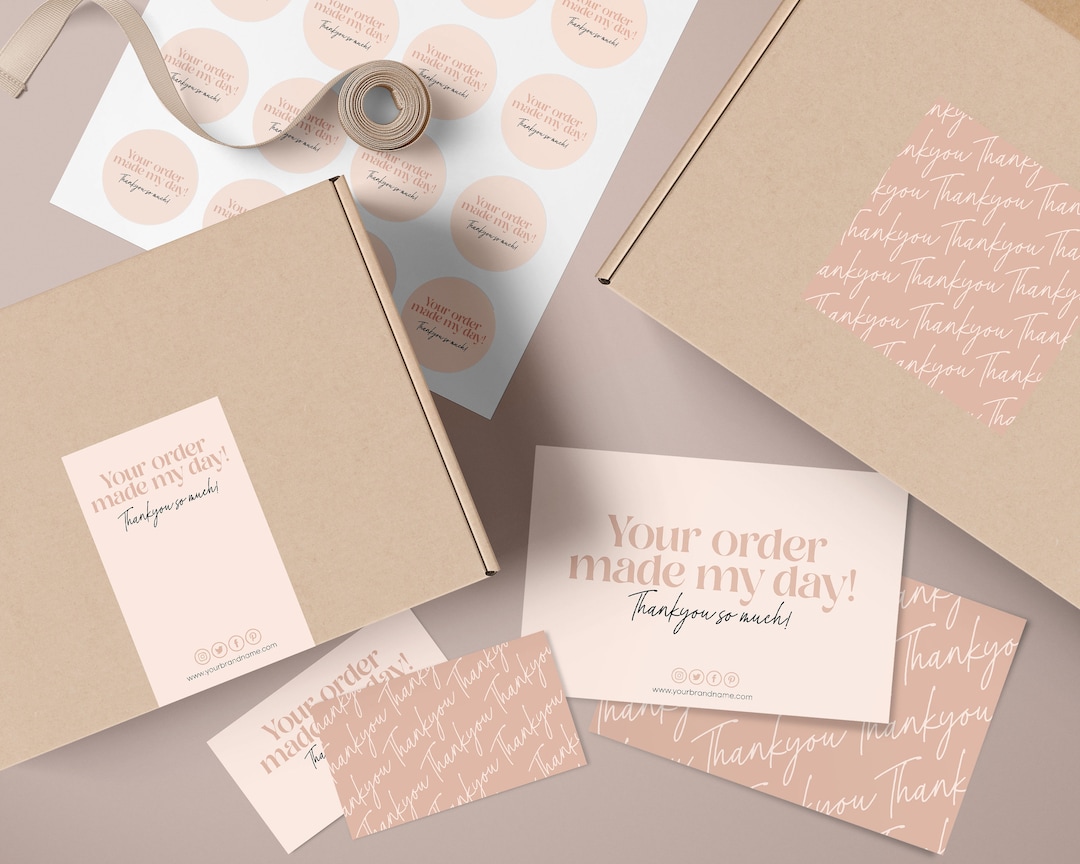 BOHO Branded Packaging Templates, Editable Template Bundle, Customer ...