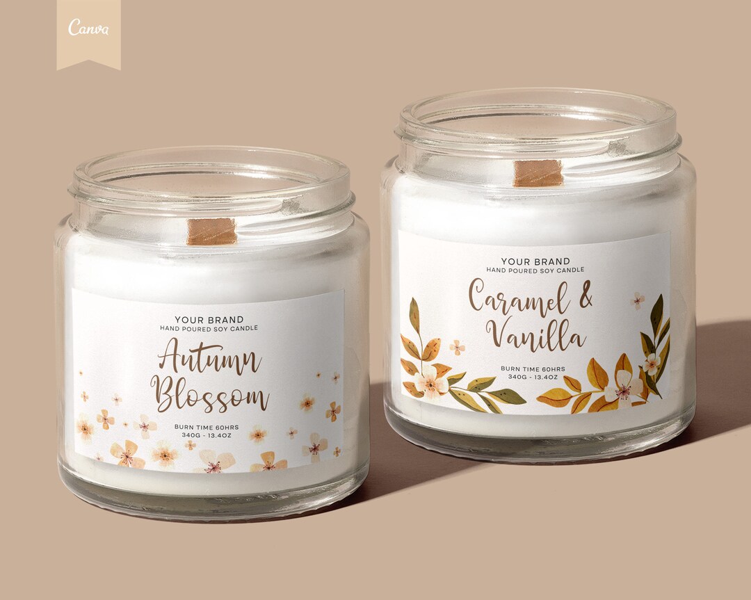 SEASONAL Editable Candle Label, Fall Candle Label Design, Wax Melt ...