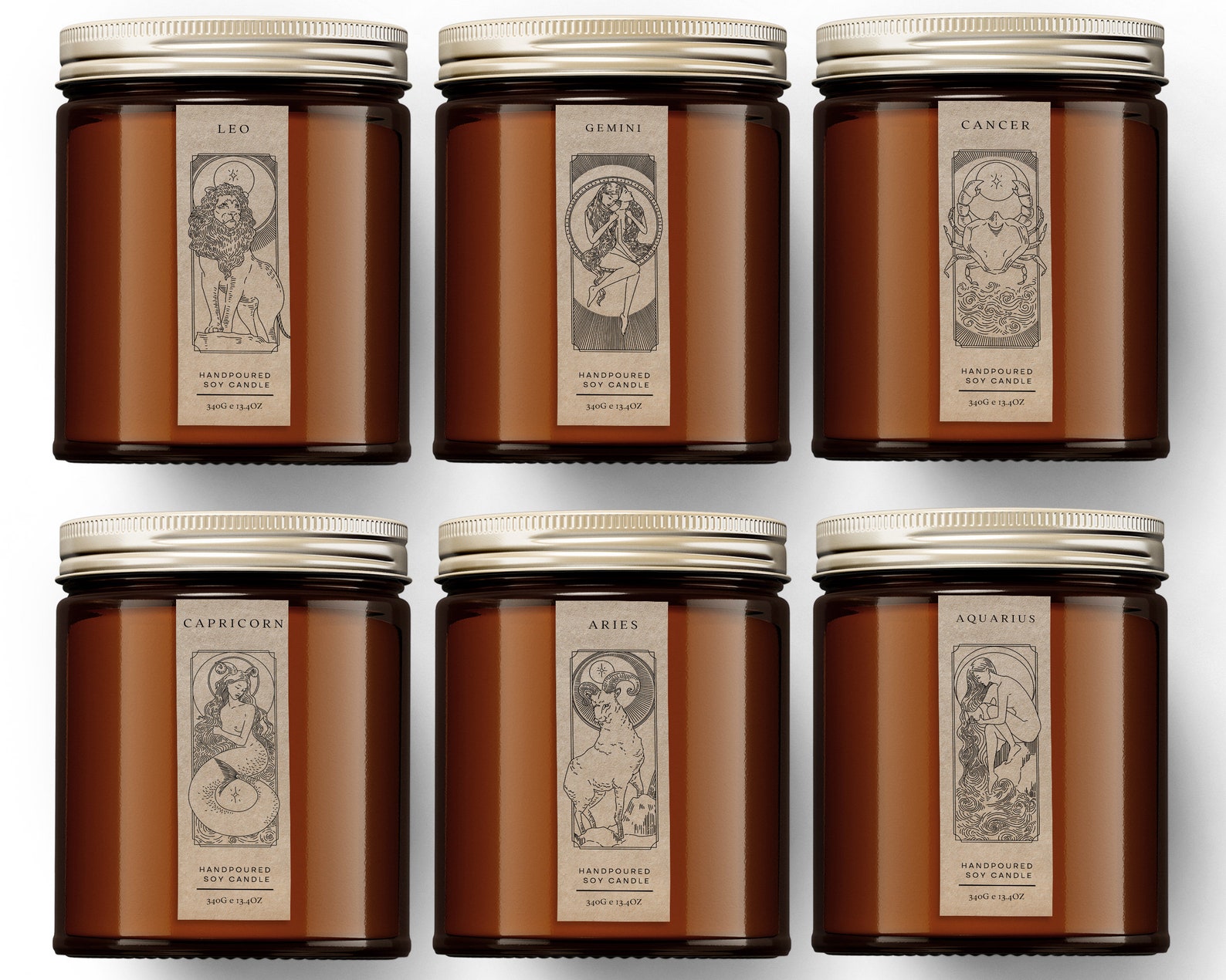 12 X HOROSCOPE Editable Candle Label, Zodiac Labels, Zodiac Sign Candle ...