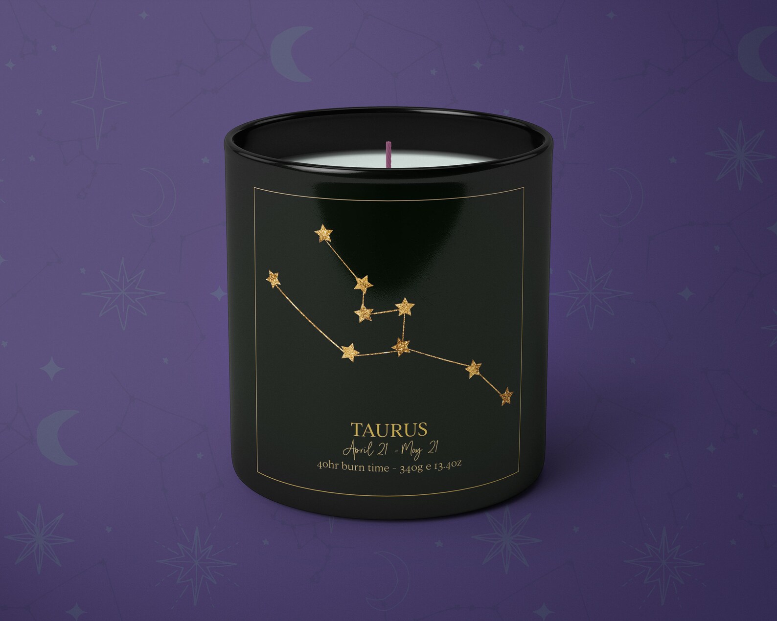 12 X ZODIAC Gold GLITTER Editable Zodiac Candle Label, CANVA Zodiac ...