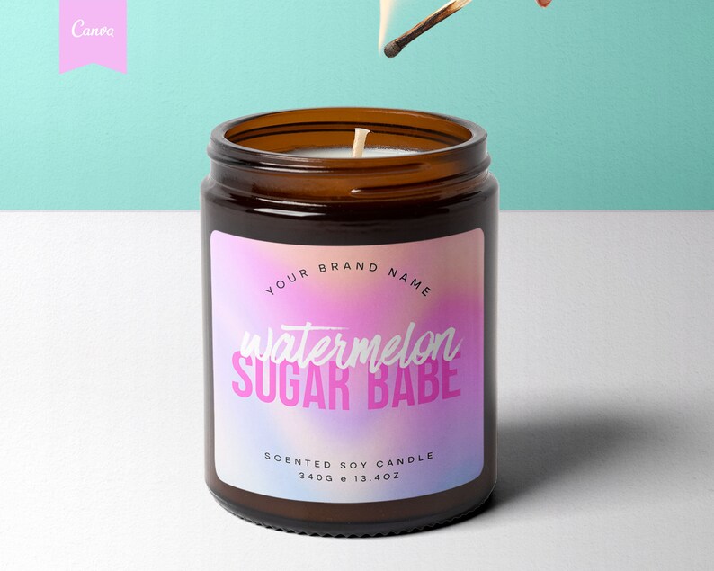 GRADIENT Editable Candle Label, Candle Label Design, Candle Sticker ...