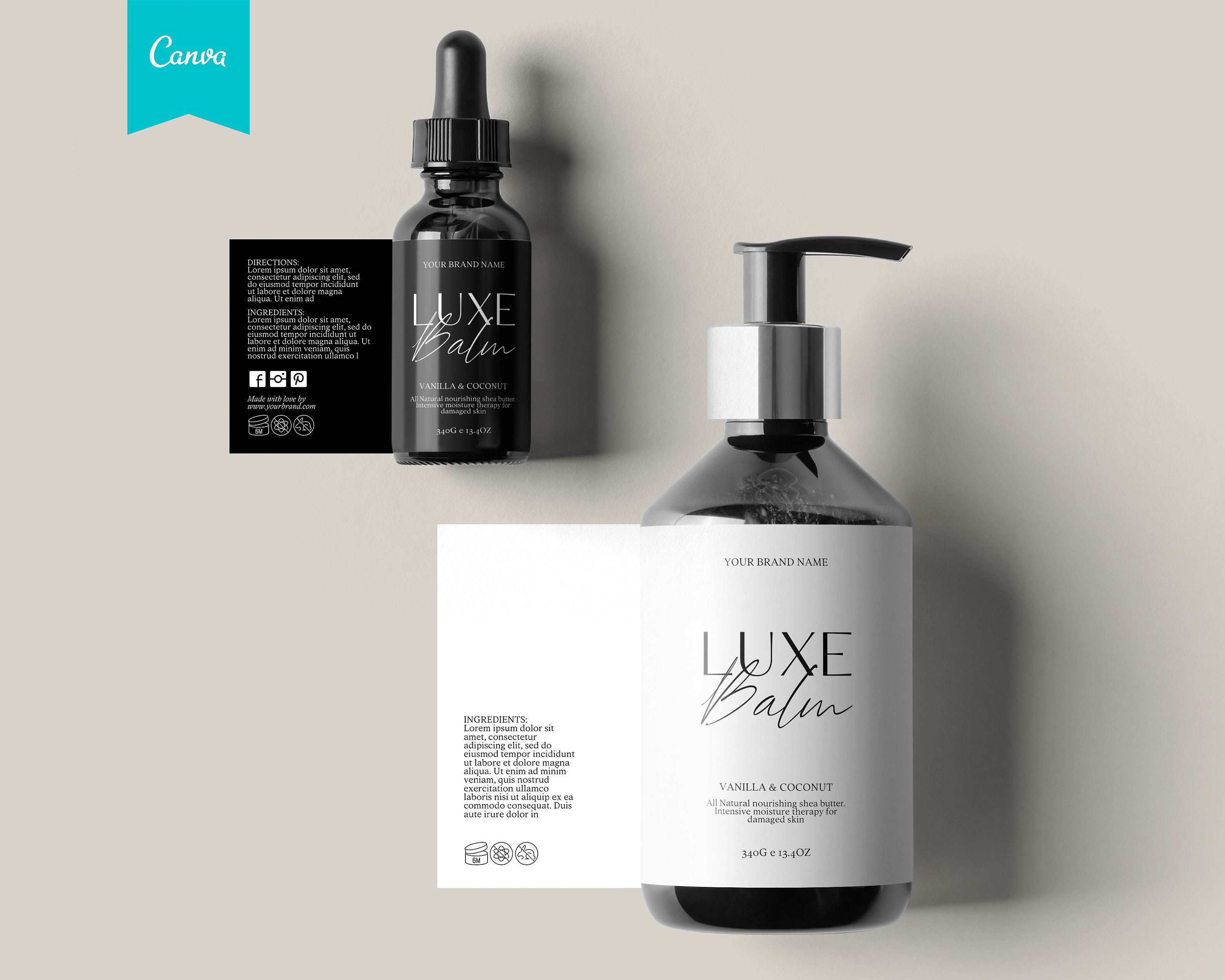 Editable Cosmetic Bottle Label Template DIY Cosmetics Label | Etsy