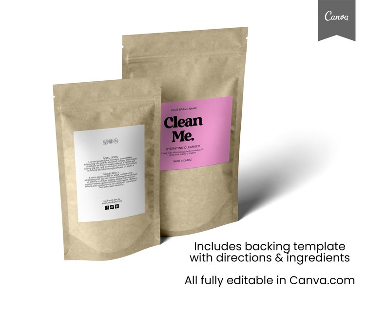 MINIMAL Editable Pouch Label Template Custom Product Label | Etsy