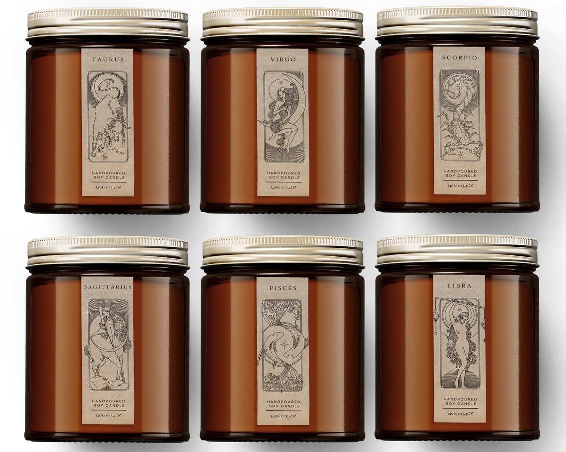 12 X HOROSCOPE Editable Candle Label Zodiac Labels Zodiac - Etsy