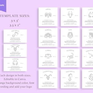 12 X HOROSCOPE Editable Candle Label, Zodiac Labels, Zodiac Sign Candle ...