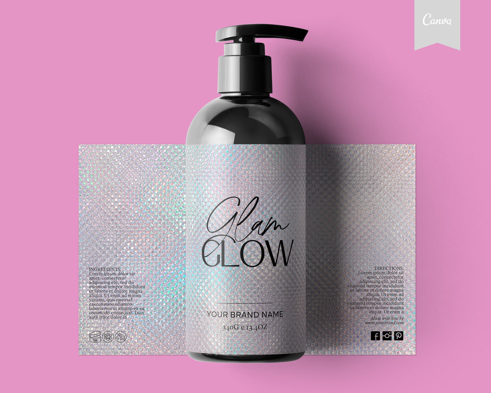 GLITTER Editable Body Product Labels CANVA SILVER Diy - Etsy