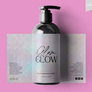 GLITTER Editable Body Product Labels CANVA, SILVER Diy Cosmetic Labels ...