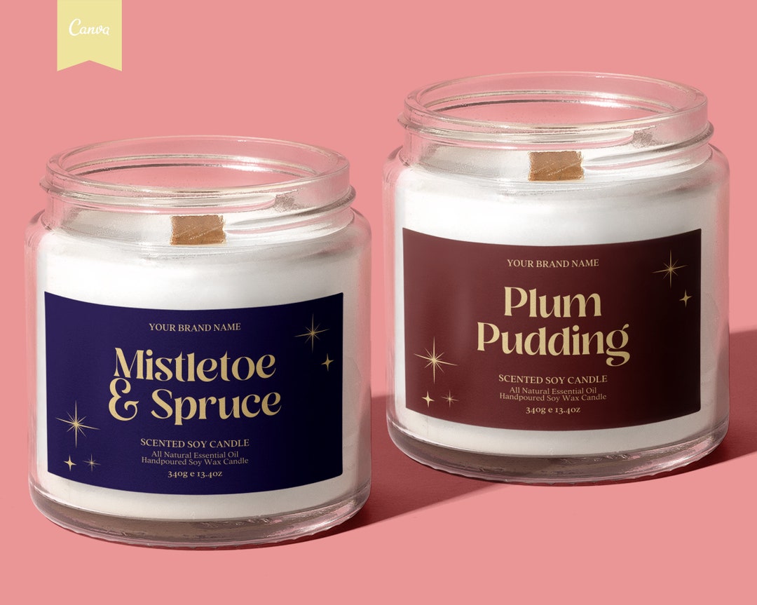 SEASONAL Editable Candle Label, Forest Candle Label Design, Christmas ...