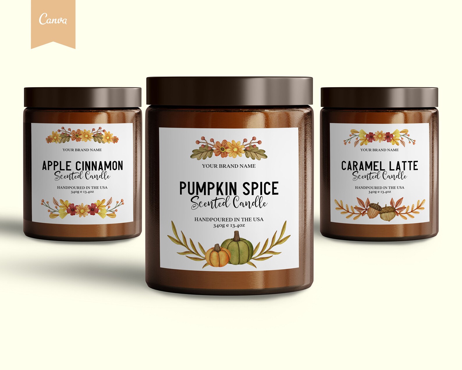 SEASONAL Editable Candle Label, Fall Candle Label Design, Harvest Label ...