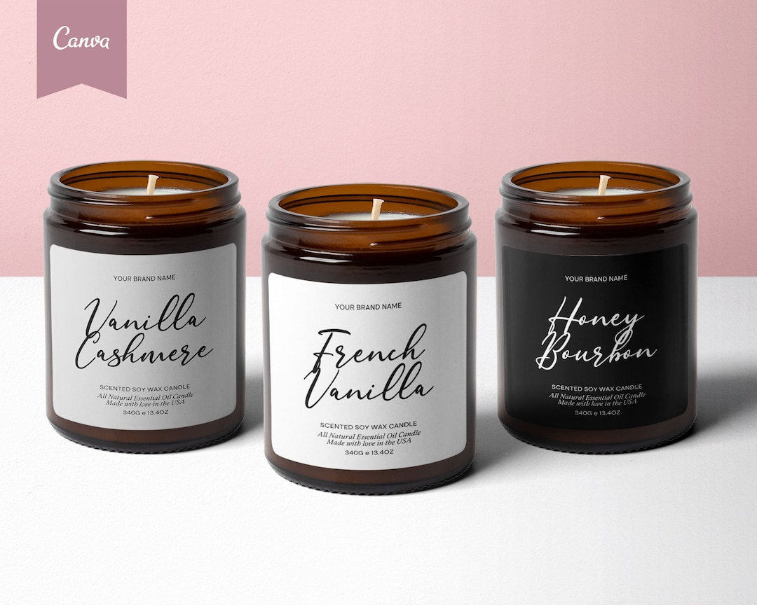 MODERN Editable Candle Label, MINIMAL Candle Label Design, Editable ...