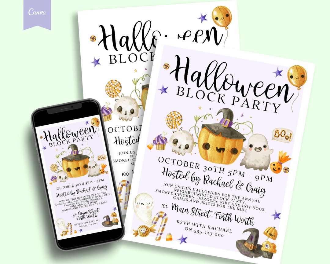 HALLOWEEN Editable Flyer, DIY Block Party Flyer, Diy Template, Custom ...
