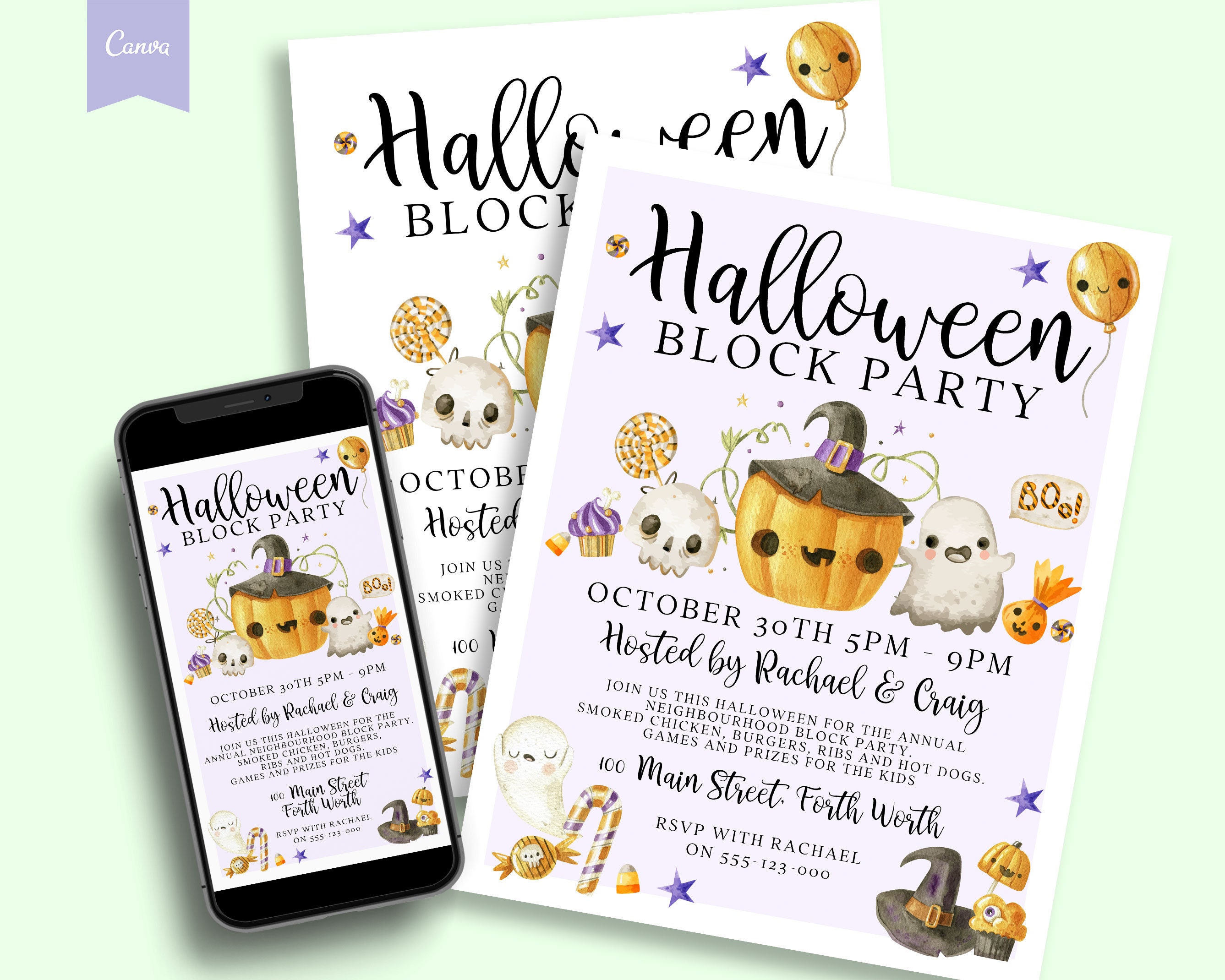 HALLOWEEN Editable Flyer DIY Block Party Flyer Diy Template - Etsy