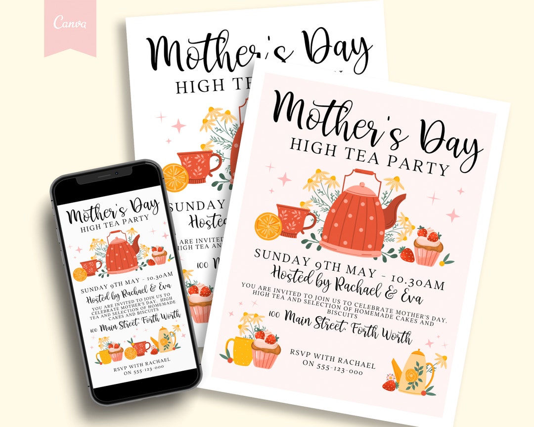 DIY Mothers Day Invitation, DIY High Tea Flyer, Tea Party Flyer ...