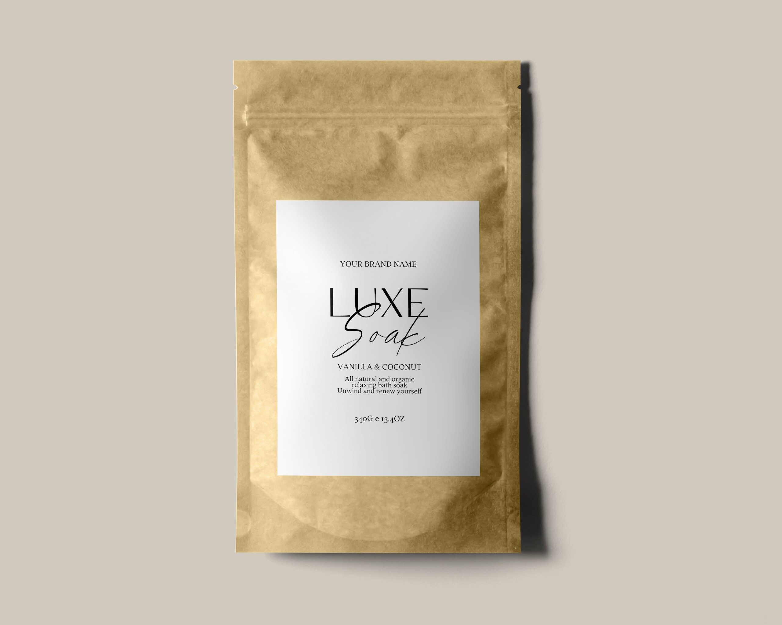 MINIMAL Editable Pouch Label Template, Custom Product Label, BATH Salt ...