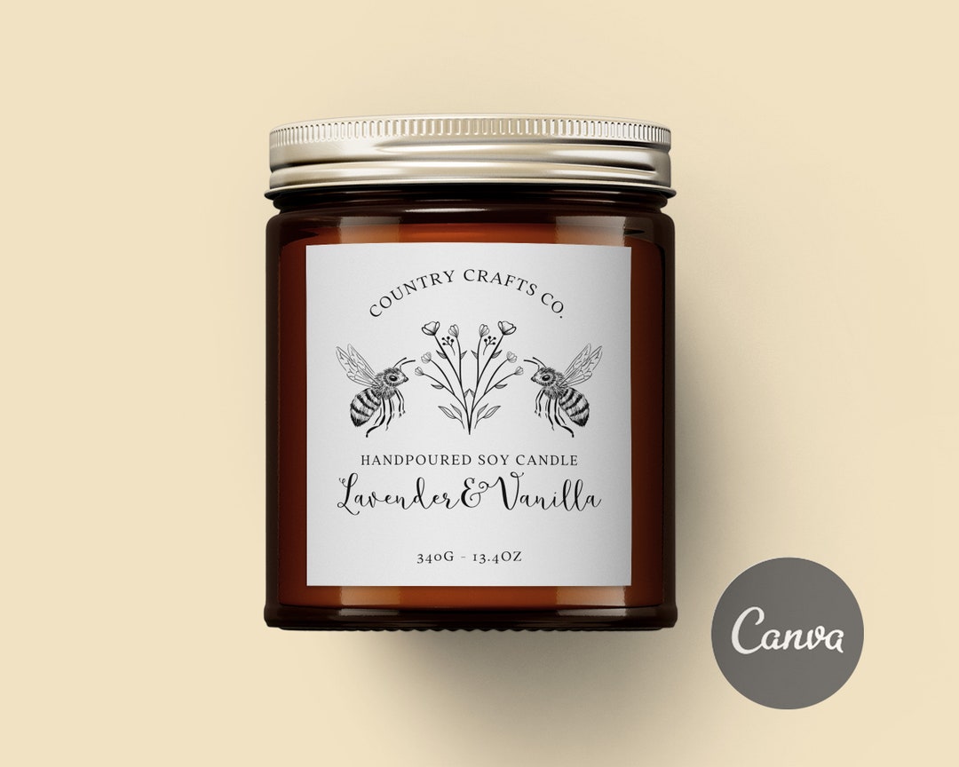 ORGANIC Editable Candle Label, FLORAL Candle Label Design, Candle ...