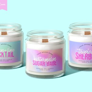 GRADIENT Editable Candle Label, Candle Label Design, Candle Sticker ...