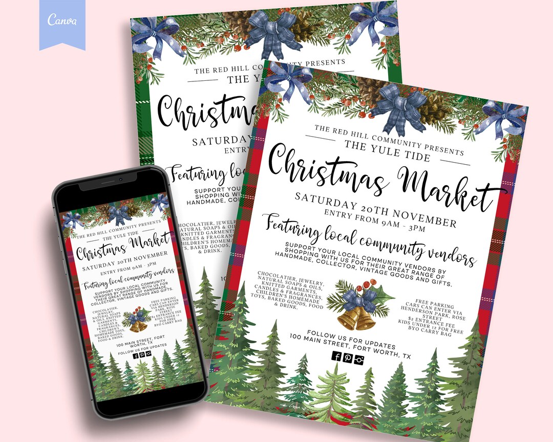 SEASONAL Editable Flyer, Market Fair, Diy Event Template, Holiday ...